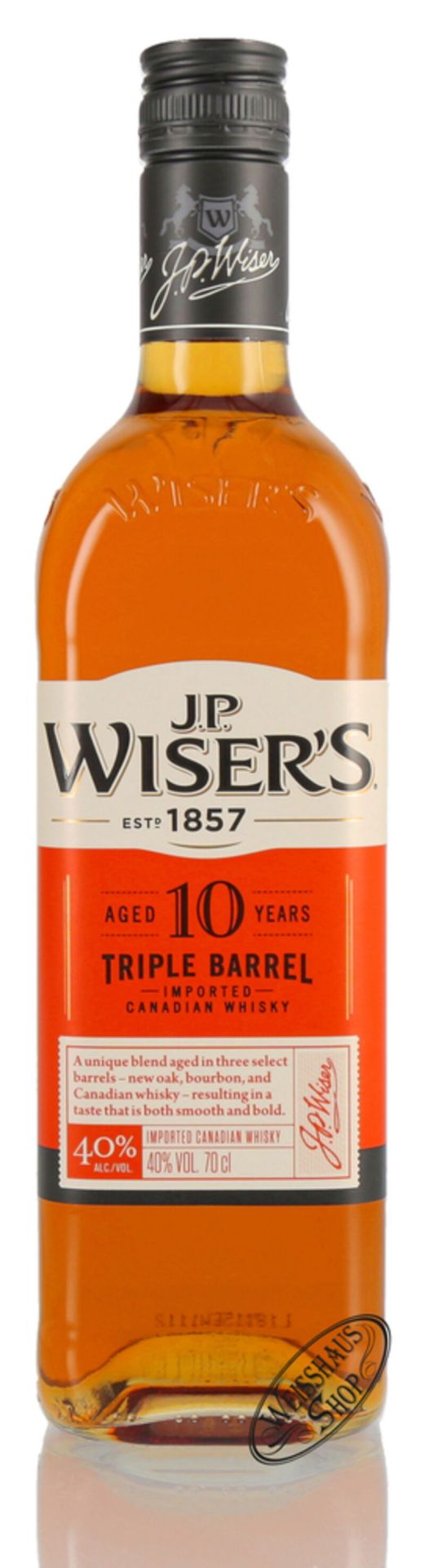J.P. Wiser's 10 YO Triple Barrel Canadian Whisky 40% vol. 0,70l | Weisshaus Shop