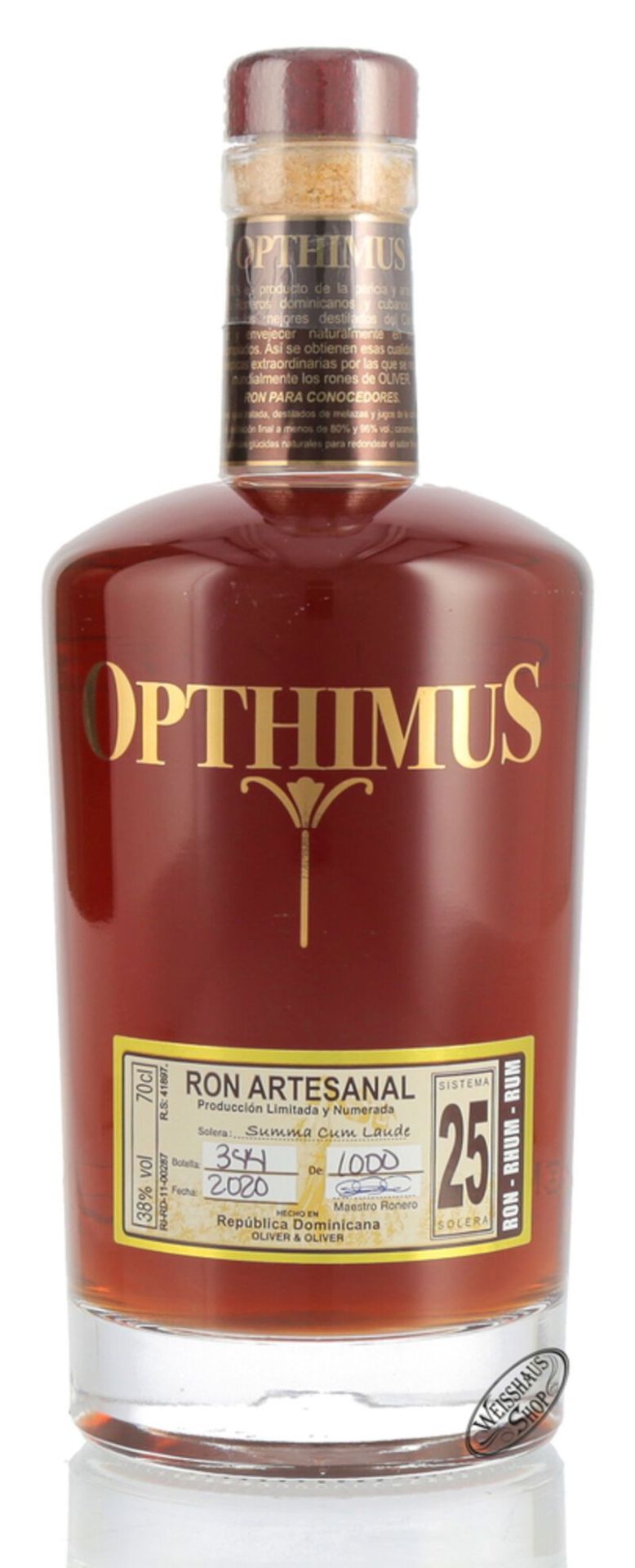 Opthimus 25 YO Rum 38% vol. 0,70l | Weisshaus Shop