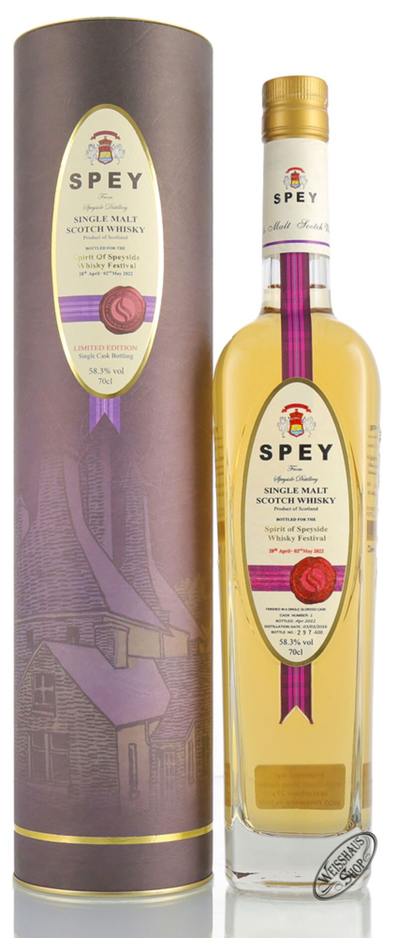 Spey Spirit of Speyside Whisky Festival 2022 Limited Edition Whisky 58,3% vol. 0,70l | Weisshaus ...